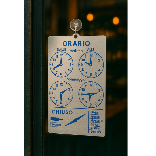 Cartellino per orario negozio € 13 + Iva Imballaggi360.com